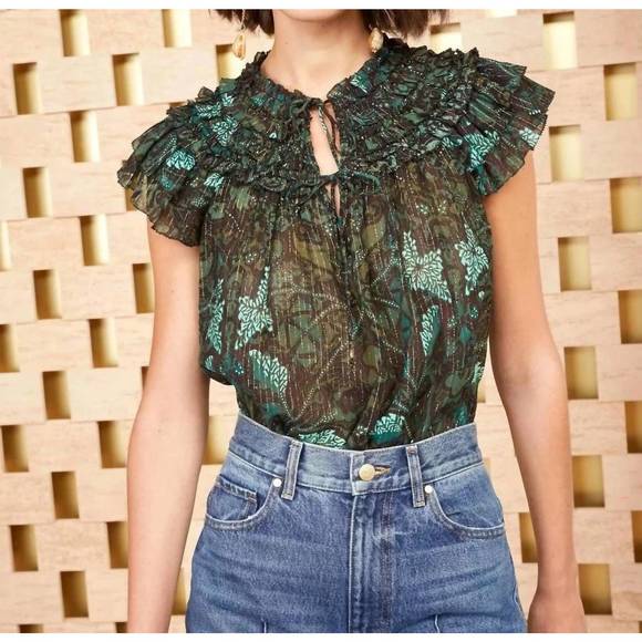 Ulla Johnson | Tops | New Ulla Johnson Signe Top In Rainforest | Poshmark